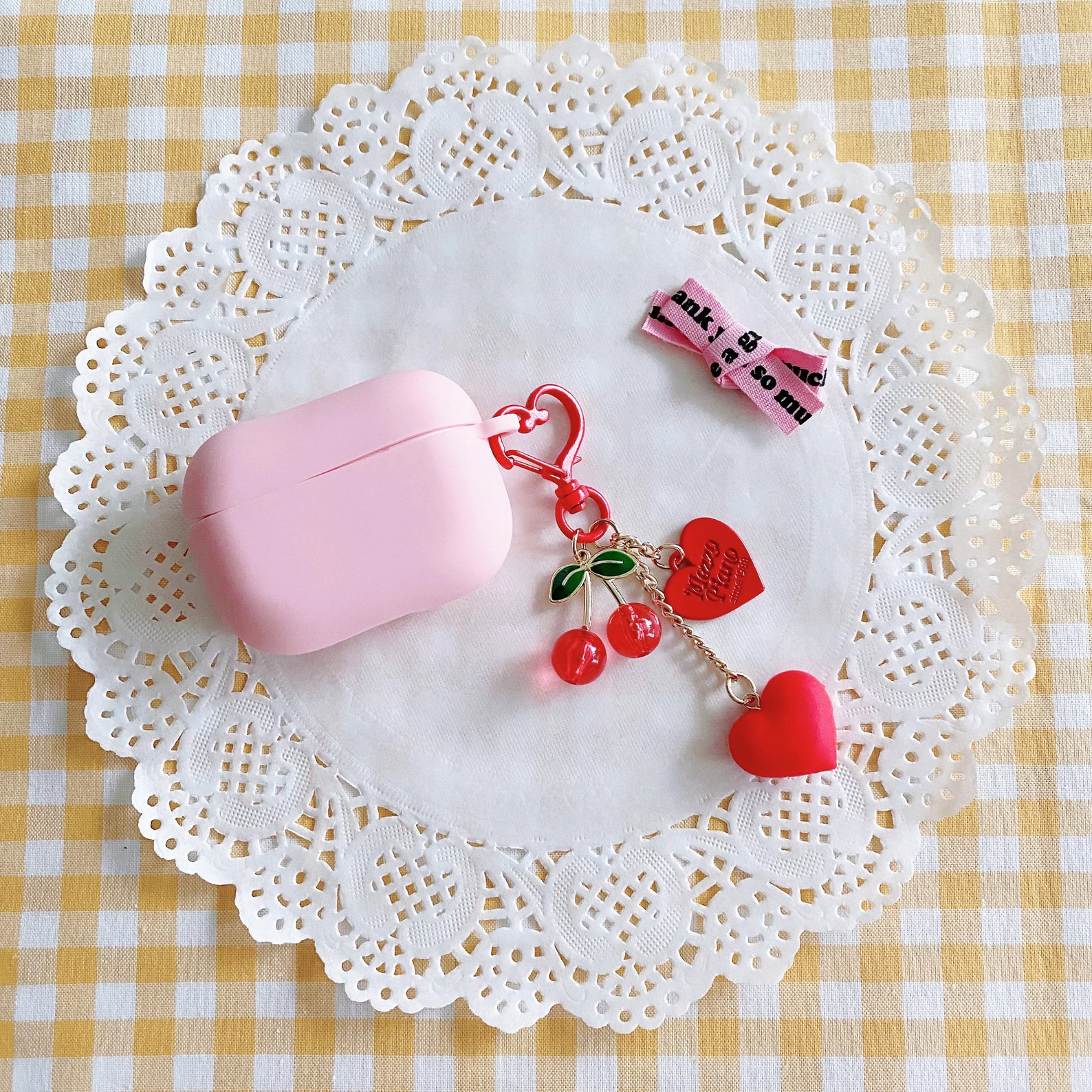 Red Cherry Keyring With Heart Clasp Cute Cherry Keychain for - Etsy