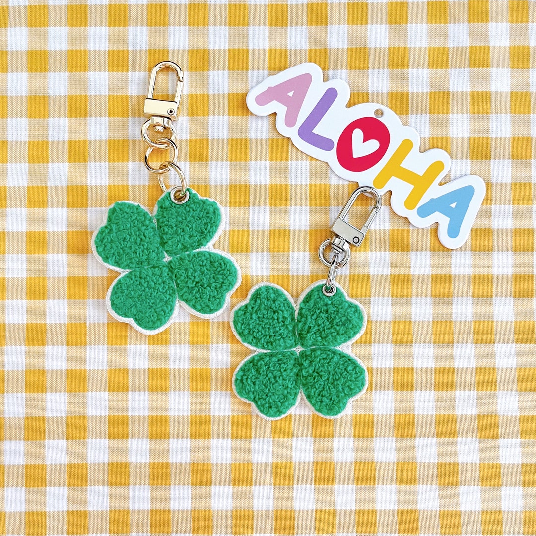Four Leaf Clover Keychain (silver and Gold Clasps) , Kawaii Luck Clover ...