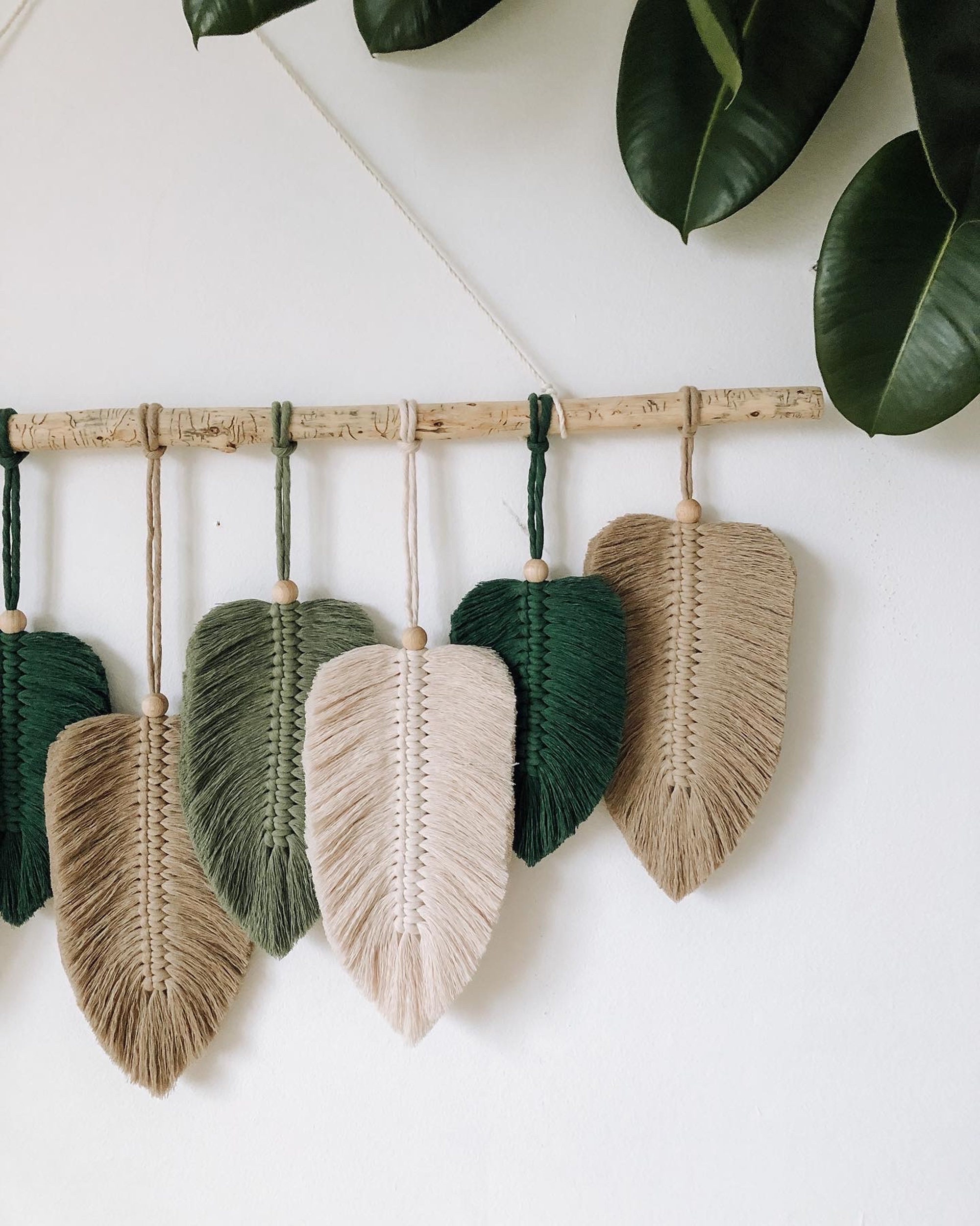 Colorful Macrame Feather Multicolor Macrame Leaf Handmade - Etsy