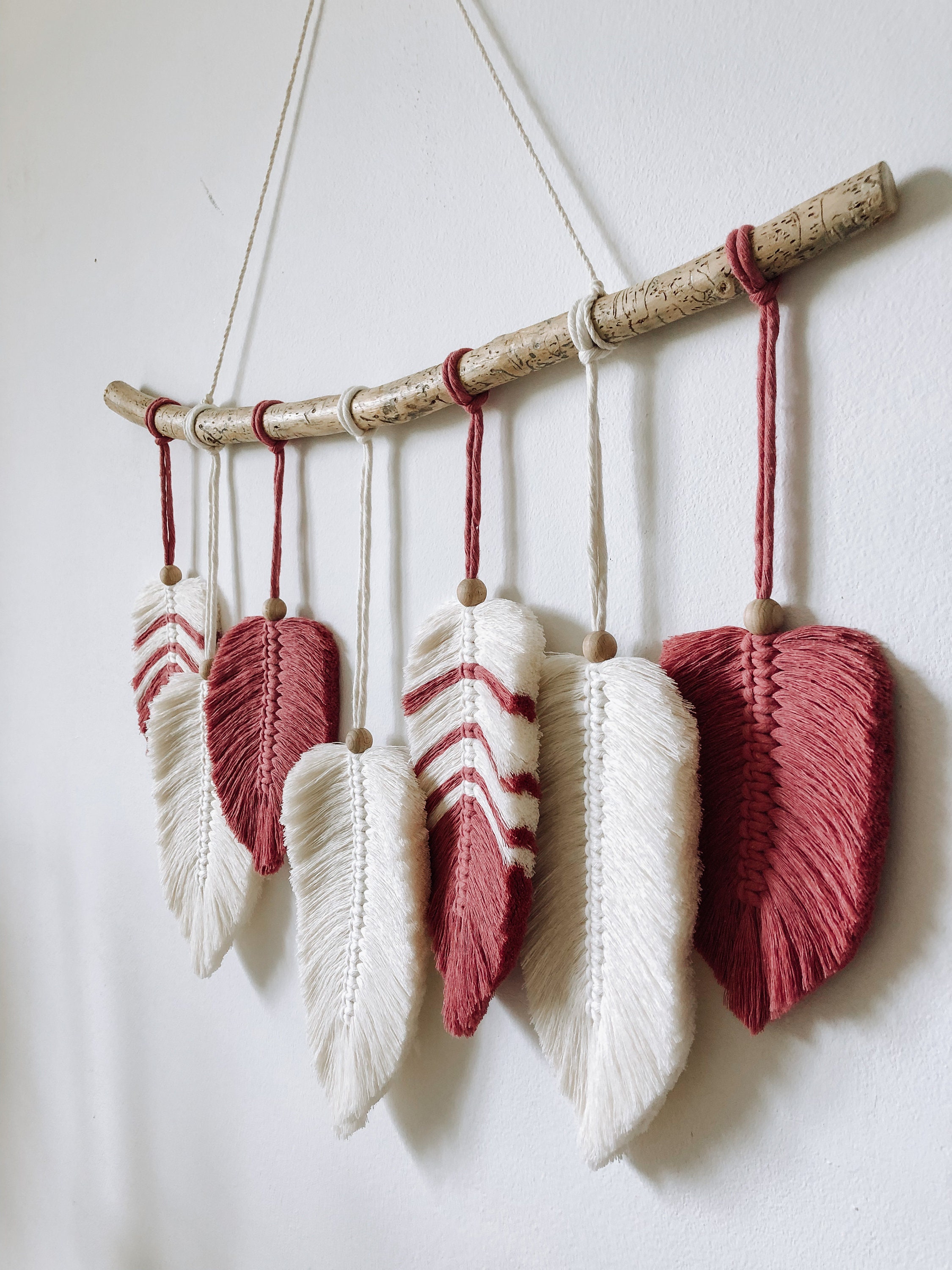 Colorful Macrame Feather, Multicolor Macrame Leaf, Handmade Macrame ...