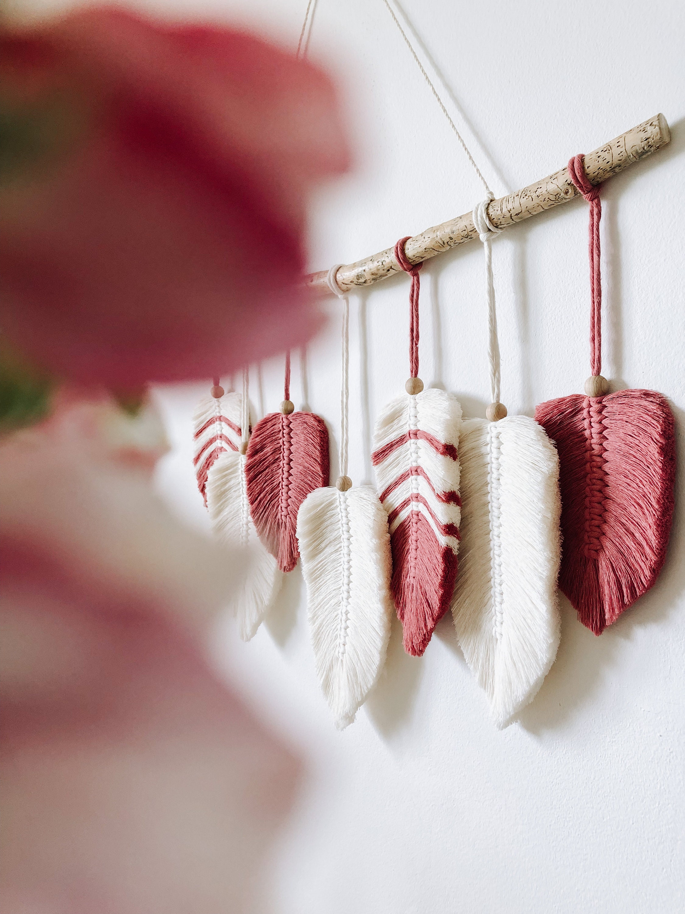 Colorful Macrame Feather, Multicolor Macrame Leaf, Handmade Macrame ...