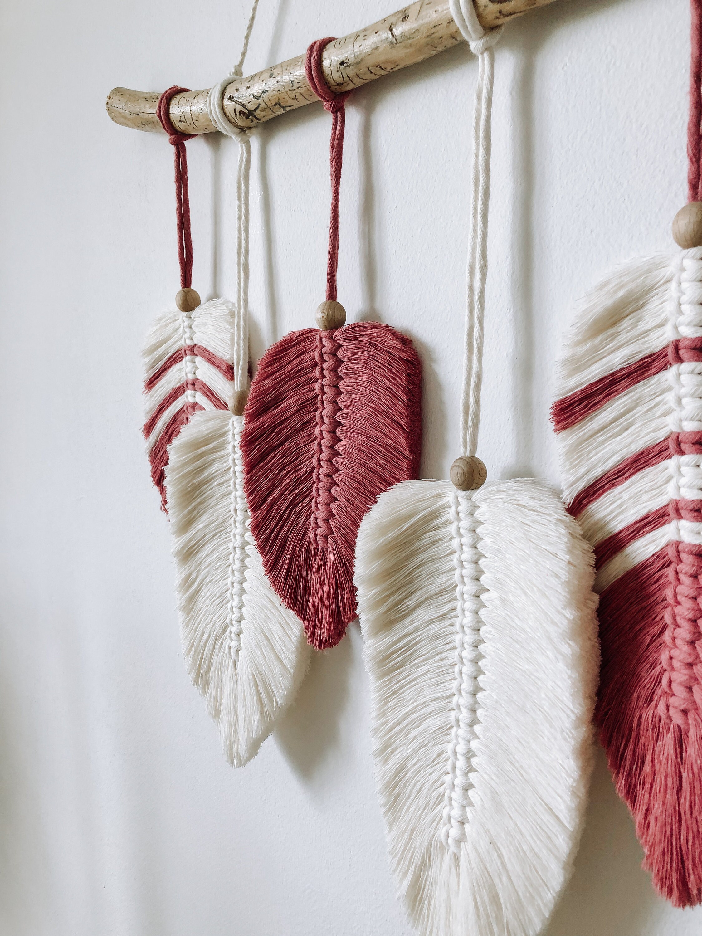 Colorful Macrame Feather, Multicolor Macrame Leaf, Handmade Macrame ...