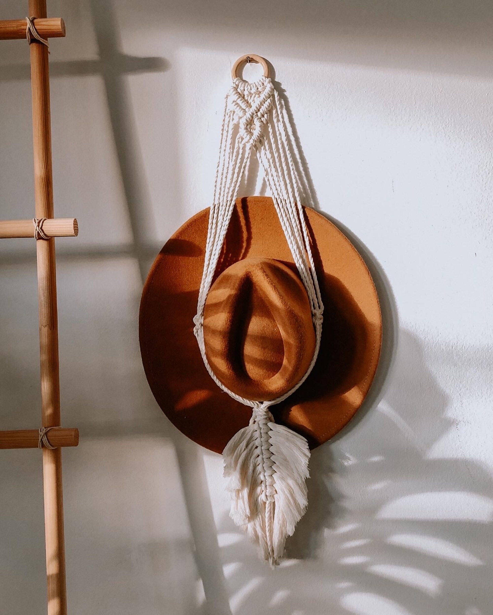 Macrame Hat Hanger Double Macrame Hat Holder Boho Hat - Etsy