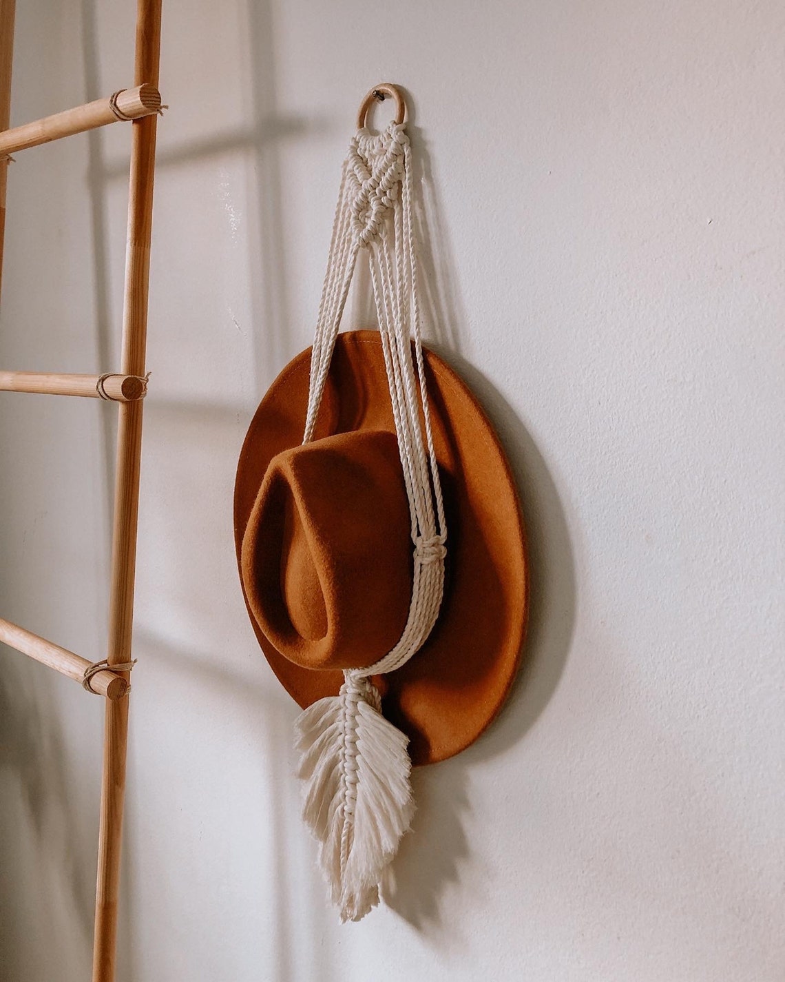 Macrame Hat Hanger Double Macrame Hat Holder Boho Hat - Etsy