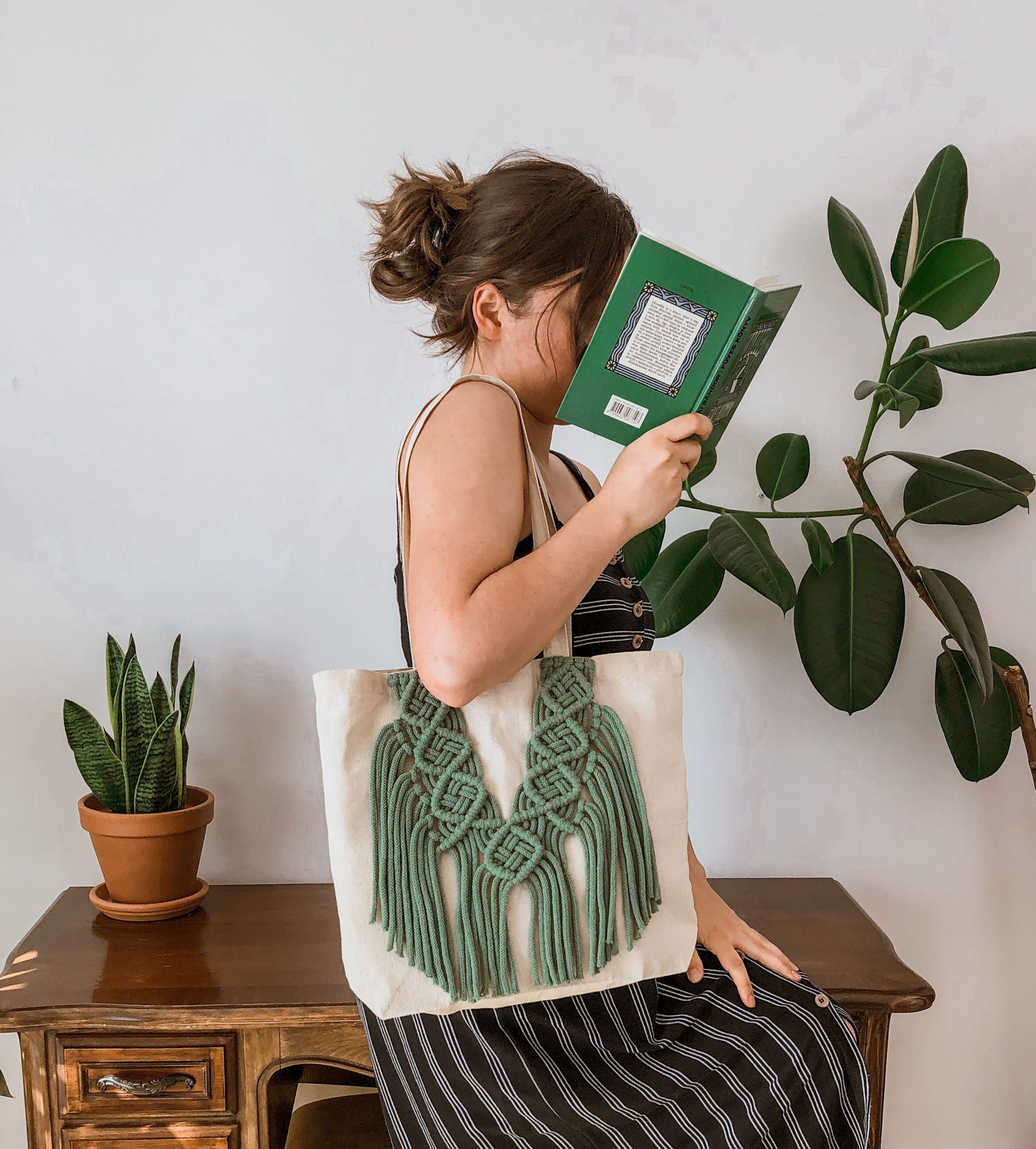 Macrame Tote Bag, Macrame Market Bag, Linen Beach Bag, Zero Waste ...