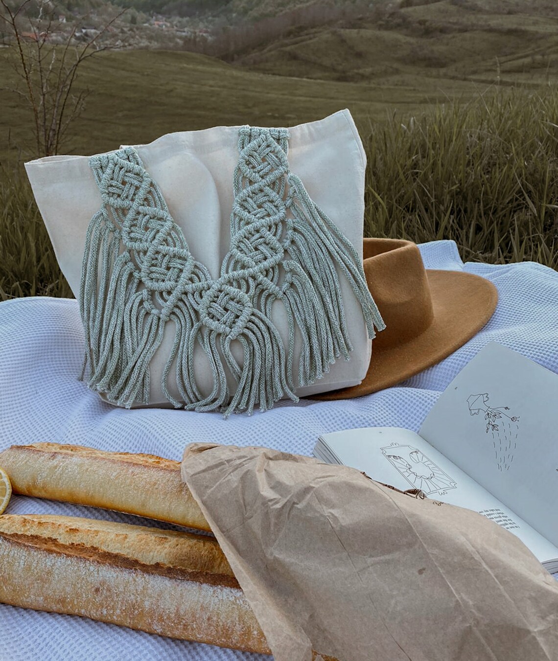 Macrame Tote Bag Macrame Market Bag Linen Beach Bag Zero | Etsy