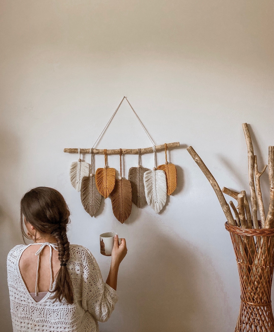 Colorful Macrame Feather Multicolor Macrame Leaf Autumn - Etsy