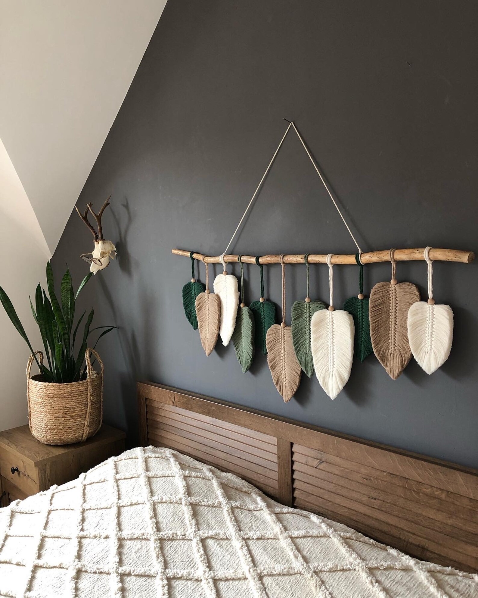 Colorful Macrame Feather, Multicolor Macrame Leaf, Handmade Macrame ...