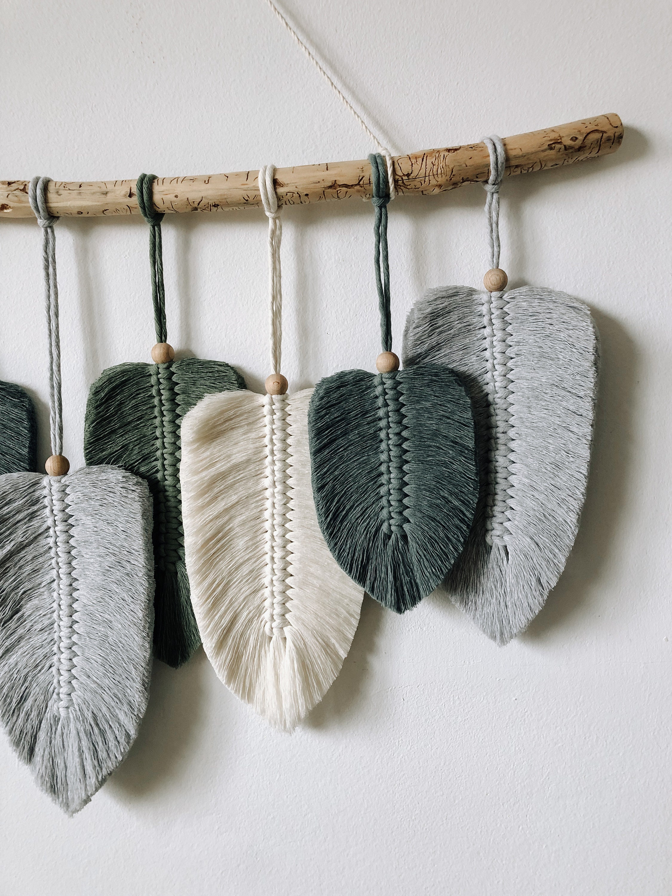 Colorful Macrame Feather, Multicolor Macrame Leaf, Handmade Macrame ...