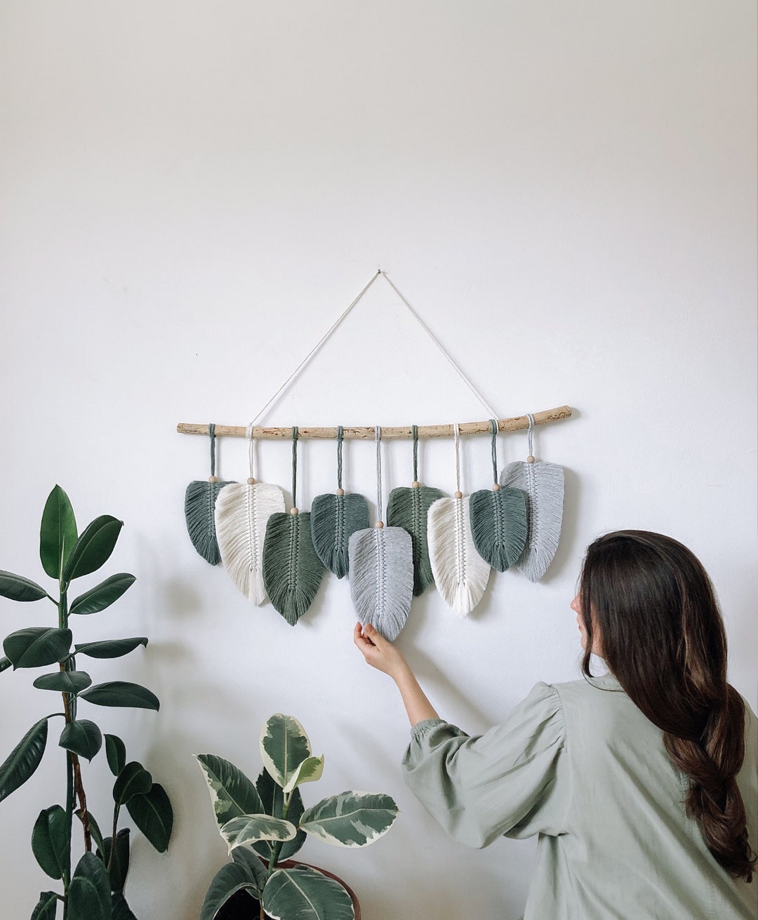 Colorful Macrame Feather, Multicolor Macrame Leaf, Handmade Macrame ...