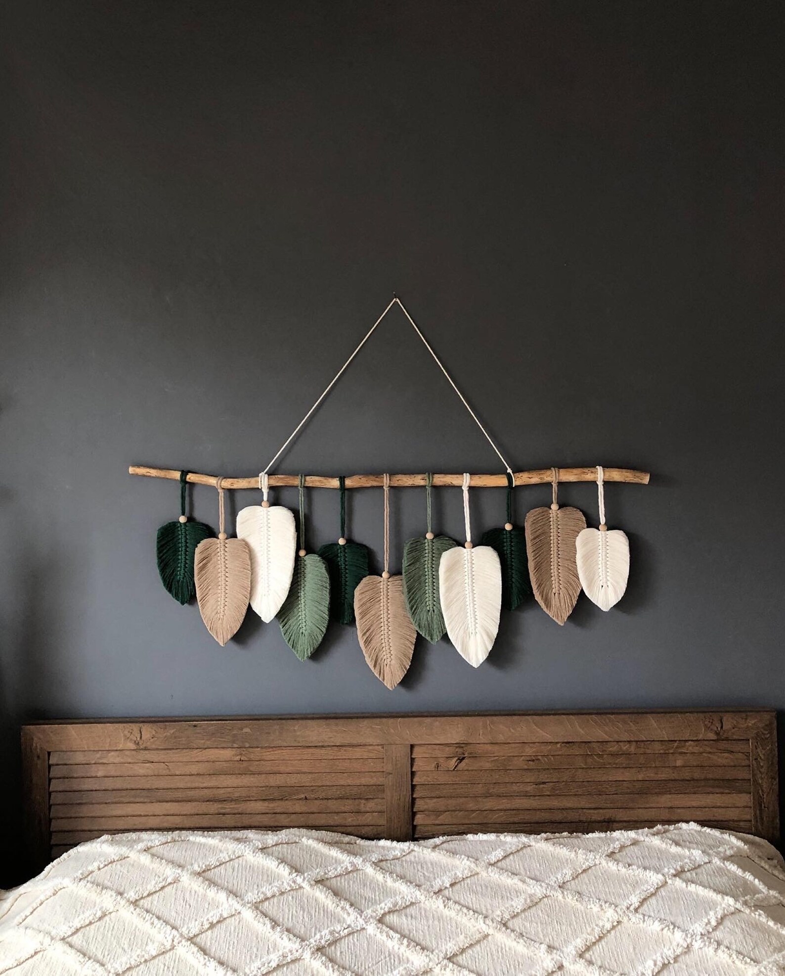 Colorful Macrame Feather, Multicolor Macrame Leaf, Handmade Macrame ...