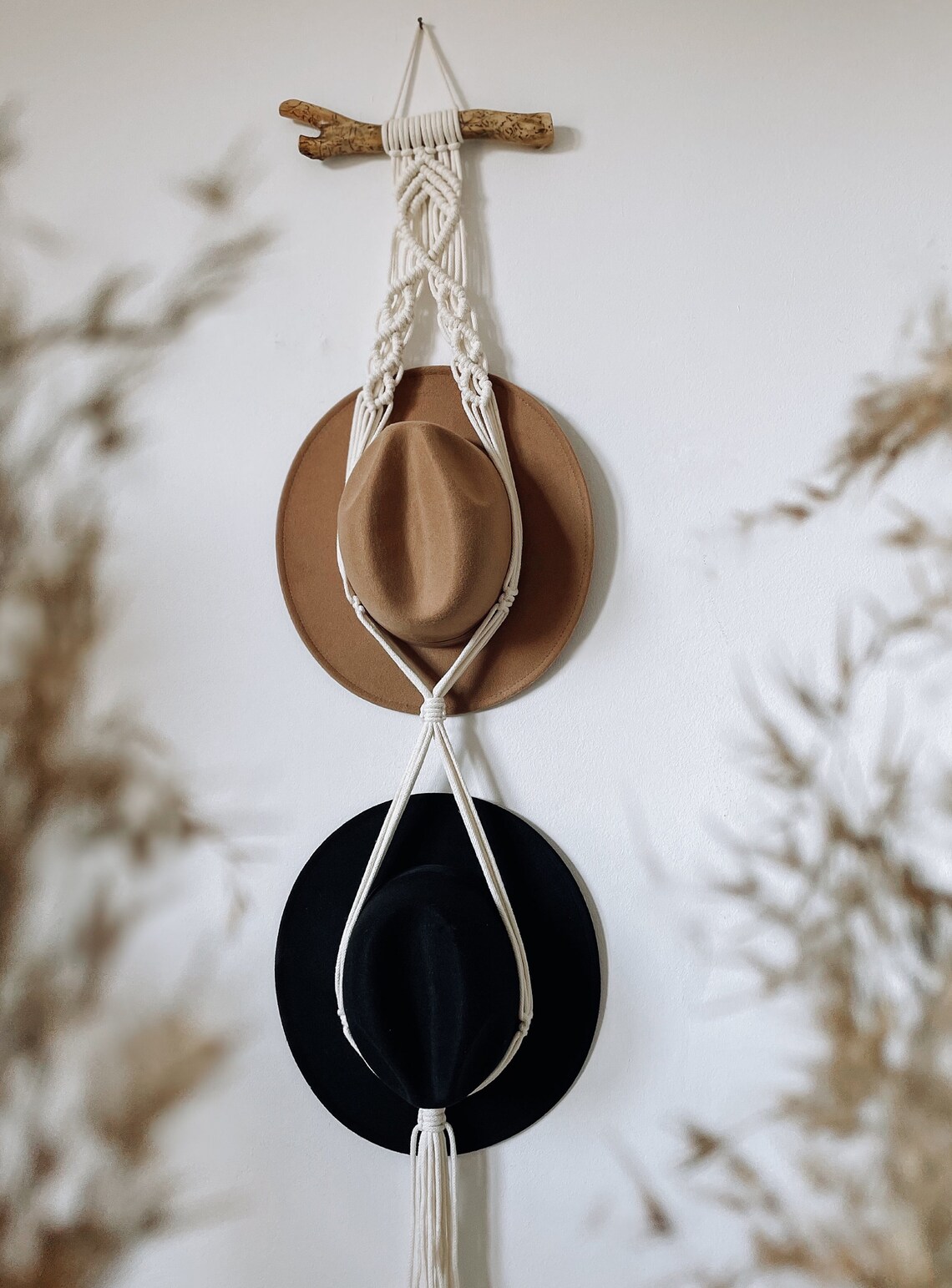 Macrame Hat Hanger Double Macrame Hat Holder Boho Hat - Etsy