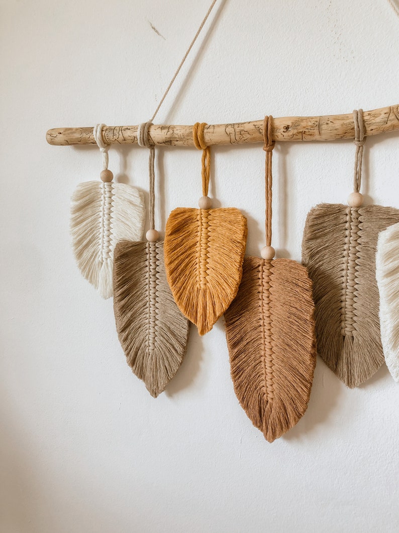 Colorful Macrame Feather Multicolor Macrame Leaf Autumn - Etsy