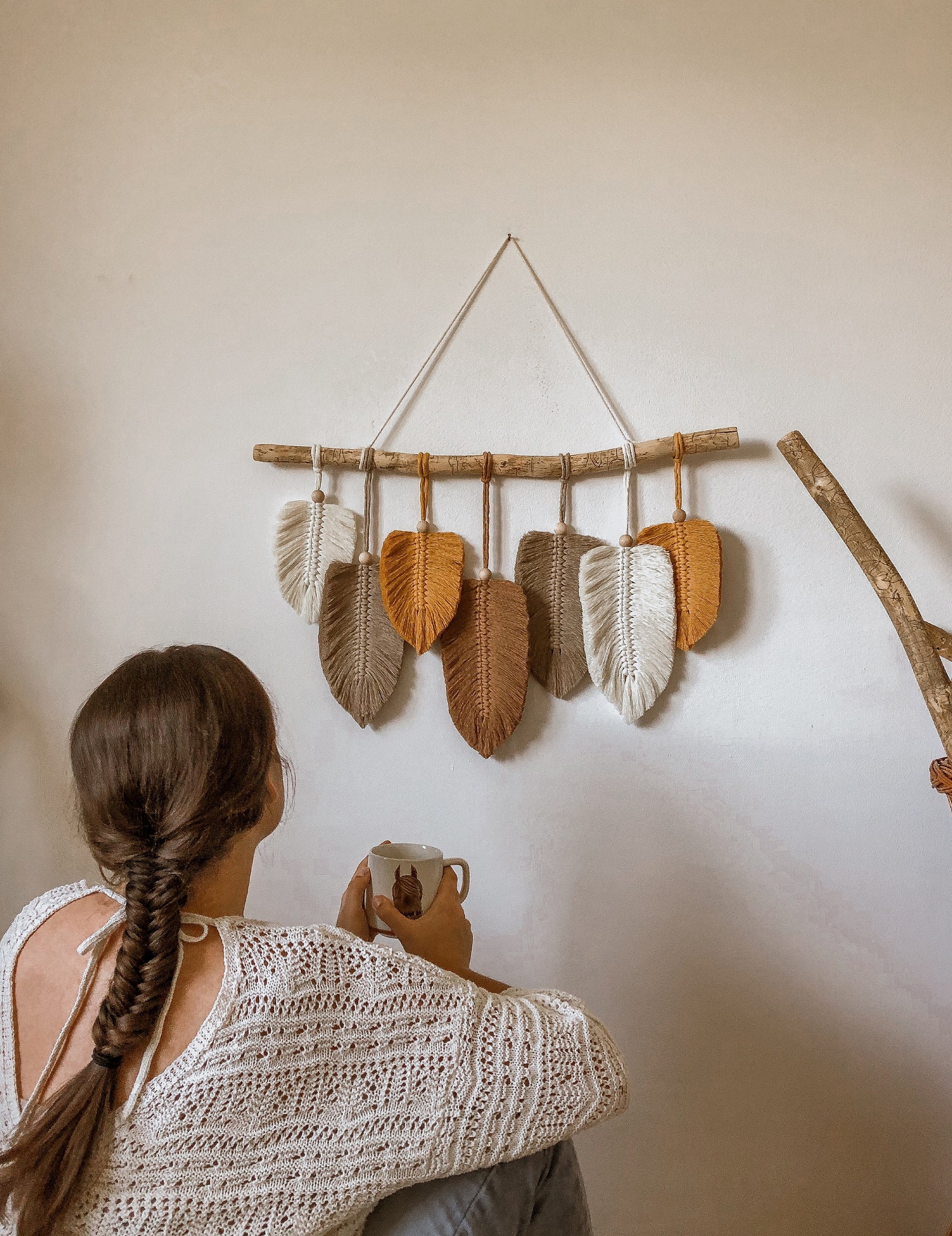 Colorful Macrame Feather Multicolor Macrame Leaf Autumn - Etsy