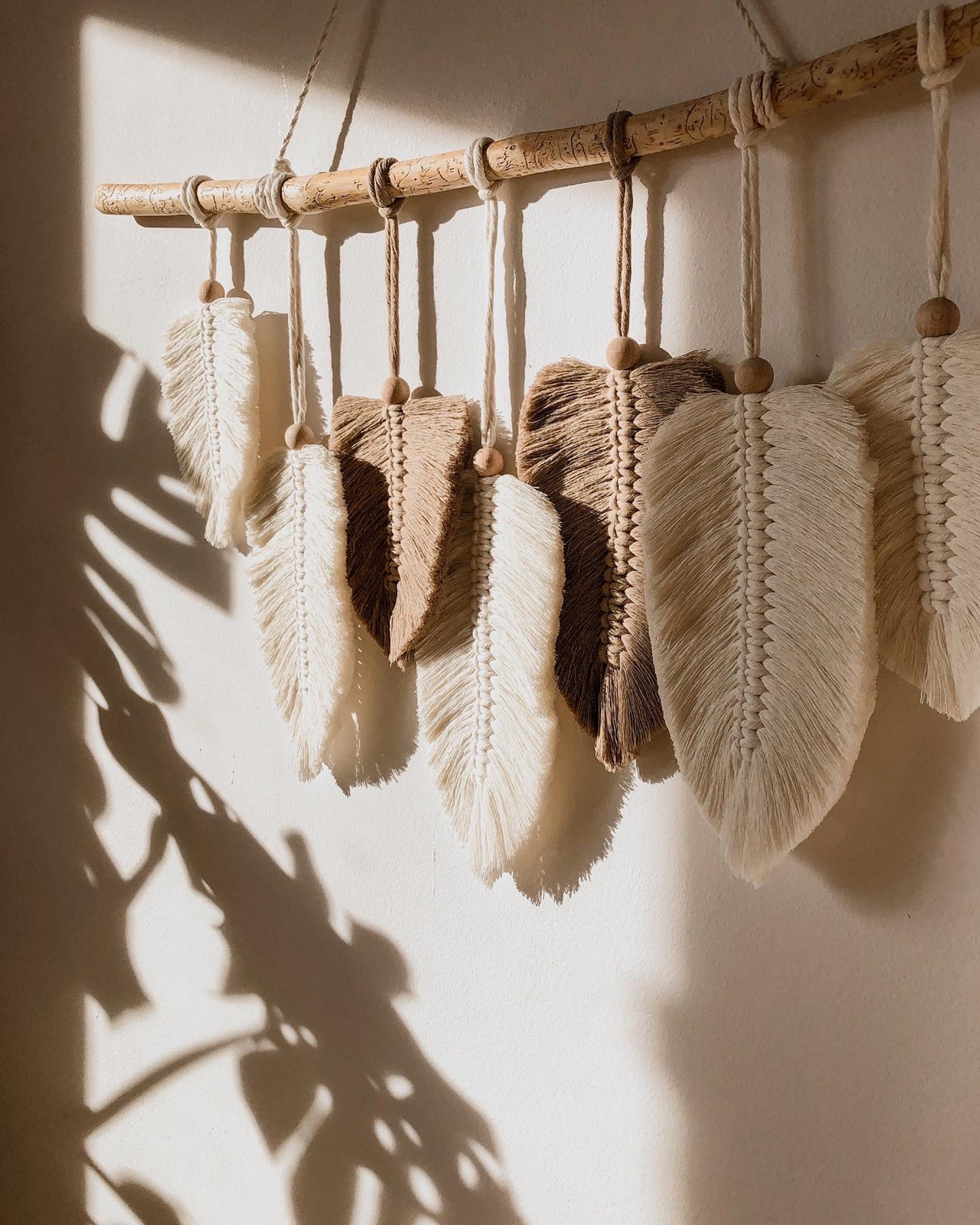 Macrame Feather Yarn Wall Hanging Boho Macrame Leaf - Etsy