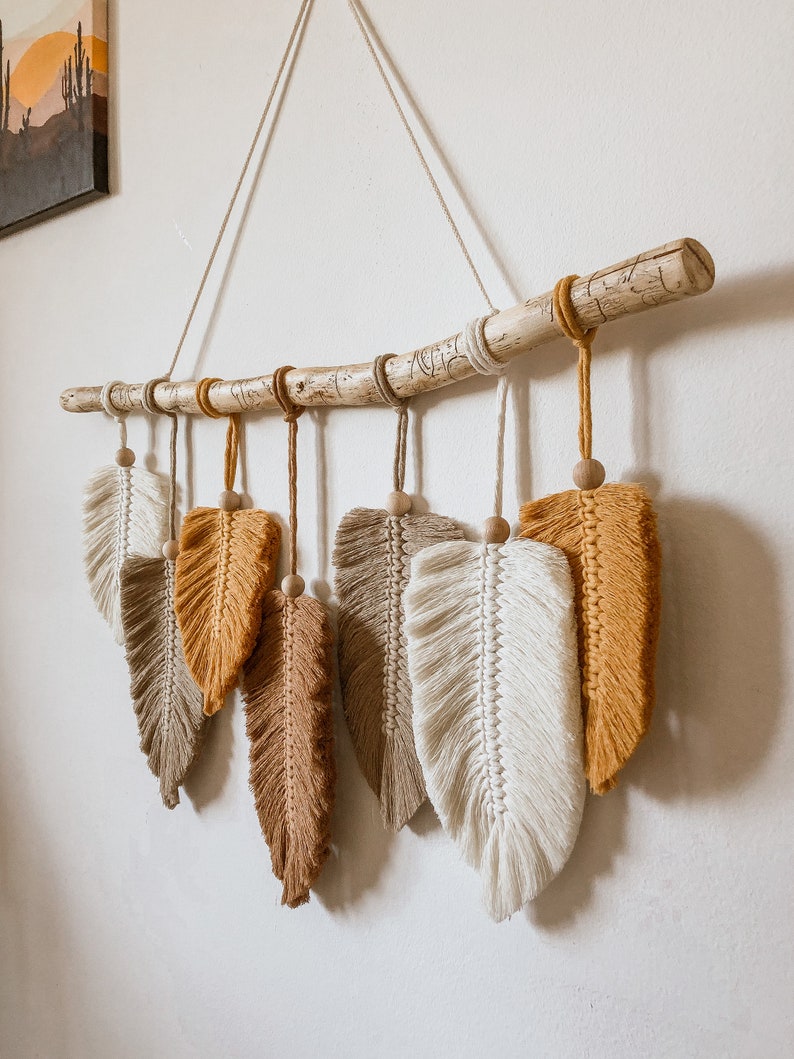 Colorful Macrame Feather Multicolor Macrame Leaf Autumn - Etsy