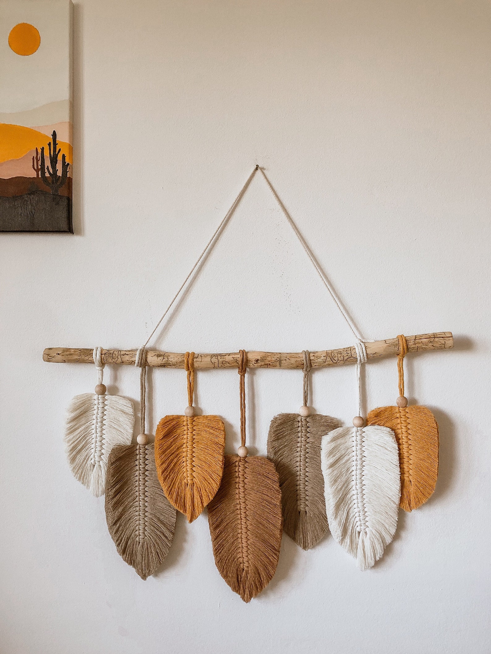 Colorful Macrame Feather, Multicolor Macrame Leaf, Autumn Macrame ...