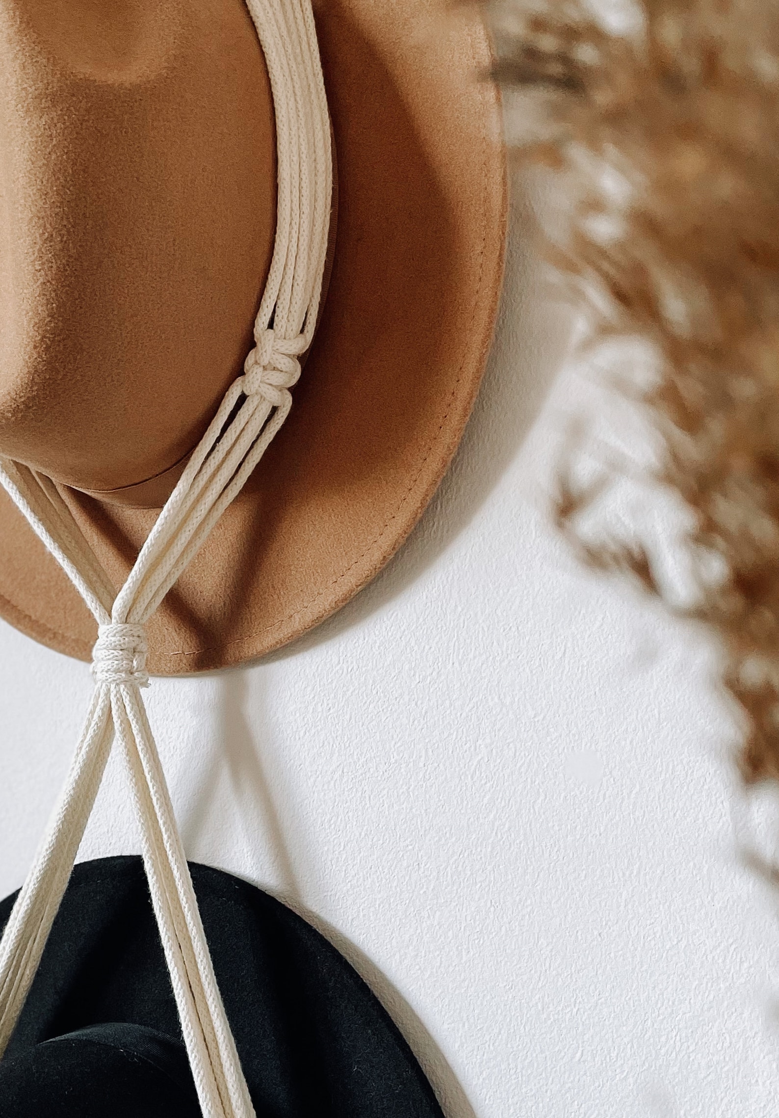 Macrame Hat Hanger, Double Macrame Hat Holder, Boho Hat Organizer ...