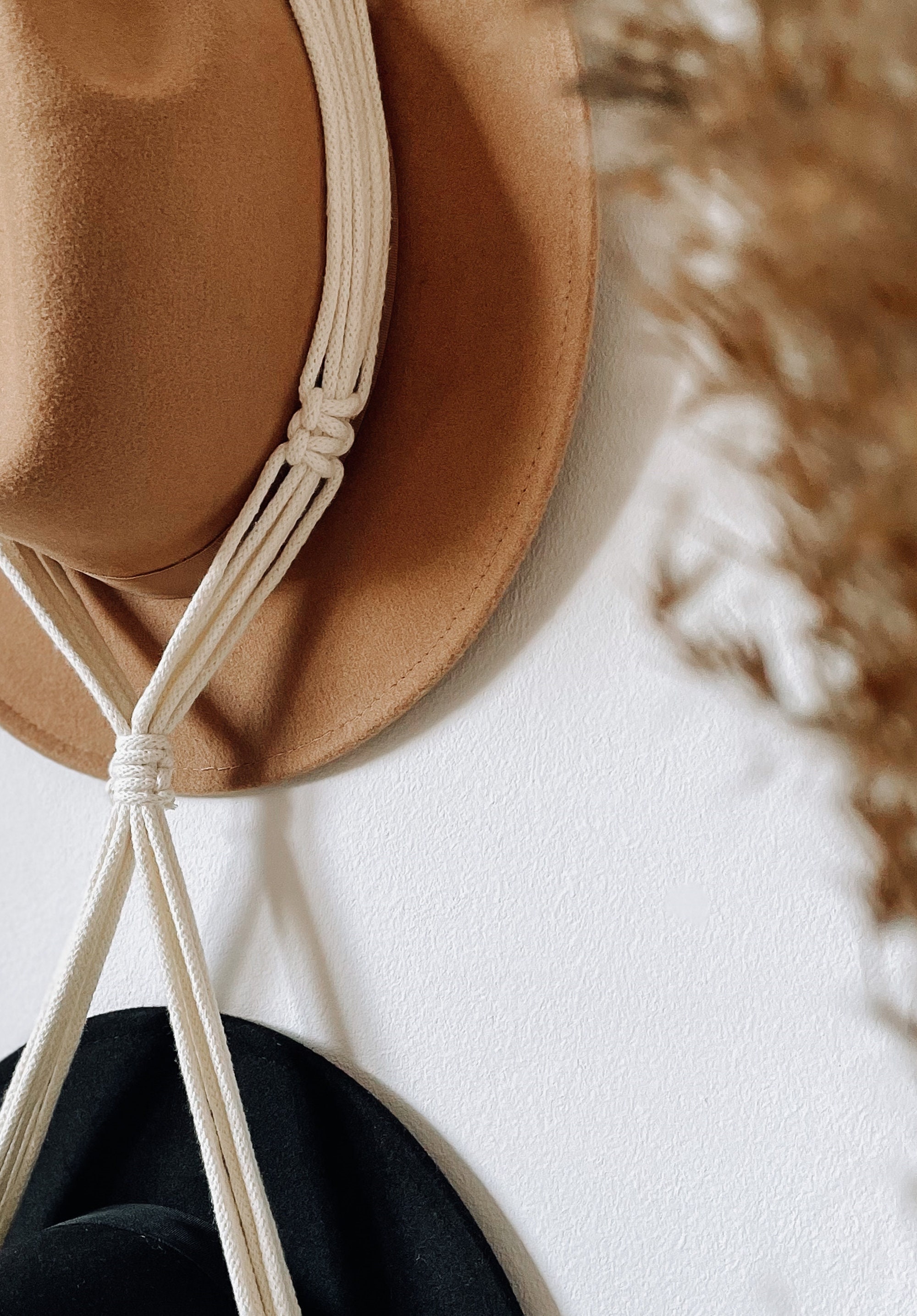 Macrame Hat Hanger, Double Macrame Hat Holder, Boho Hat Organizer ...