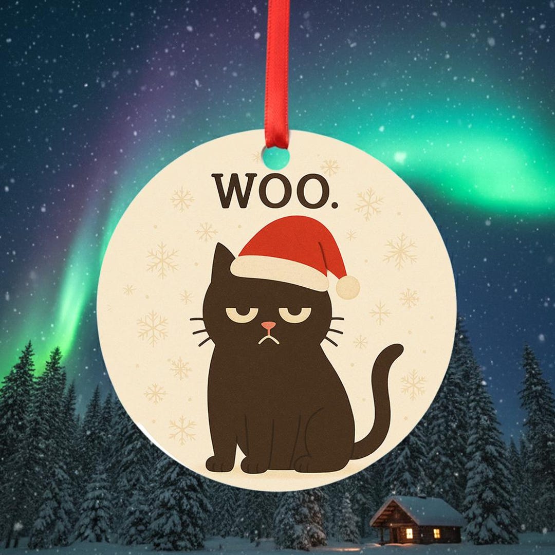 Grumpy Black Cat Christmas Ornament | Joke Xmas Secret Santa Gift ...