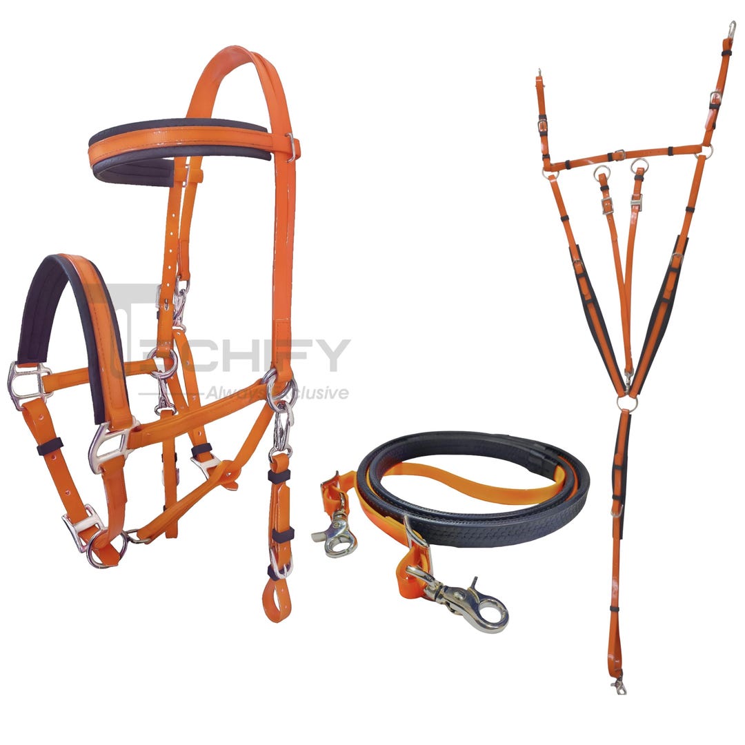 Equestrian Essential Washable PVC Synthetic Endurance Halter Bridle Set ...