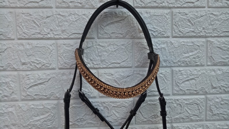 Leather Bitless Bridle With Gold Crystal Browband - Etsy