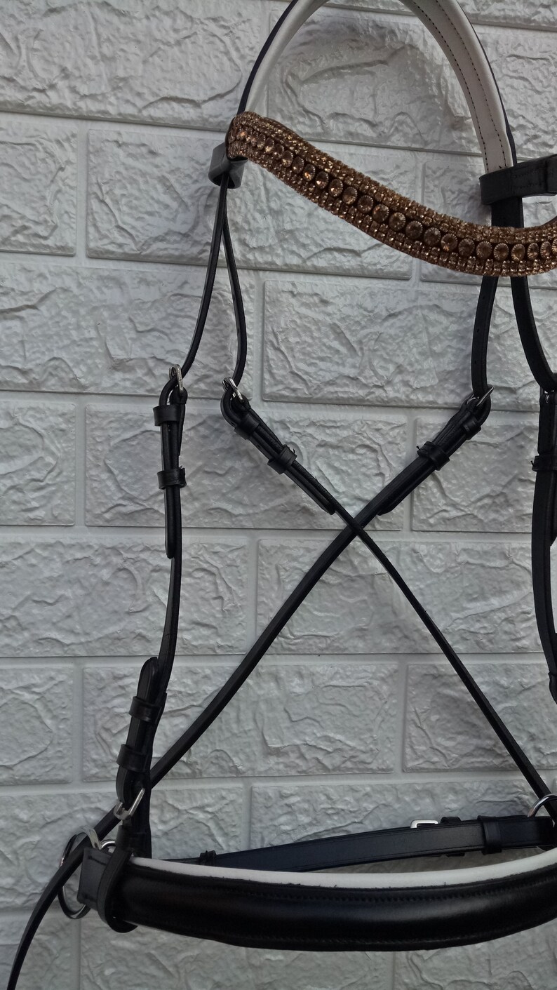 Leather Bitless Bridle With Gold Crystal Browband - Etsy