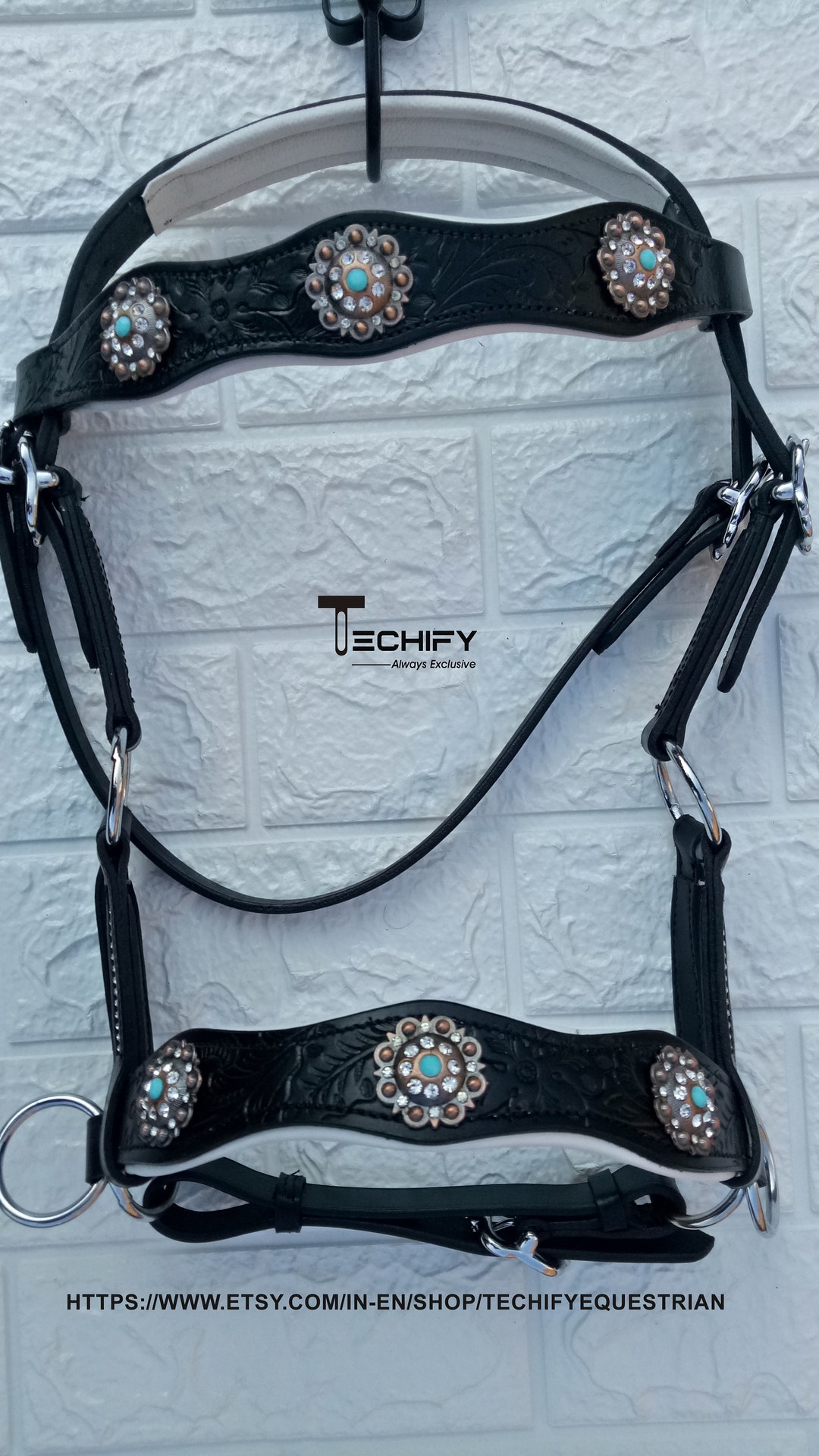 Sidepull Bitless Leather Horse Bridle Tack Dressage Equestrian Brass ...