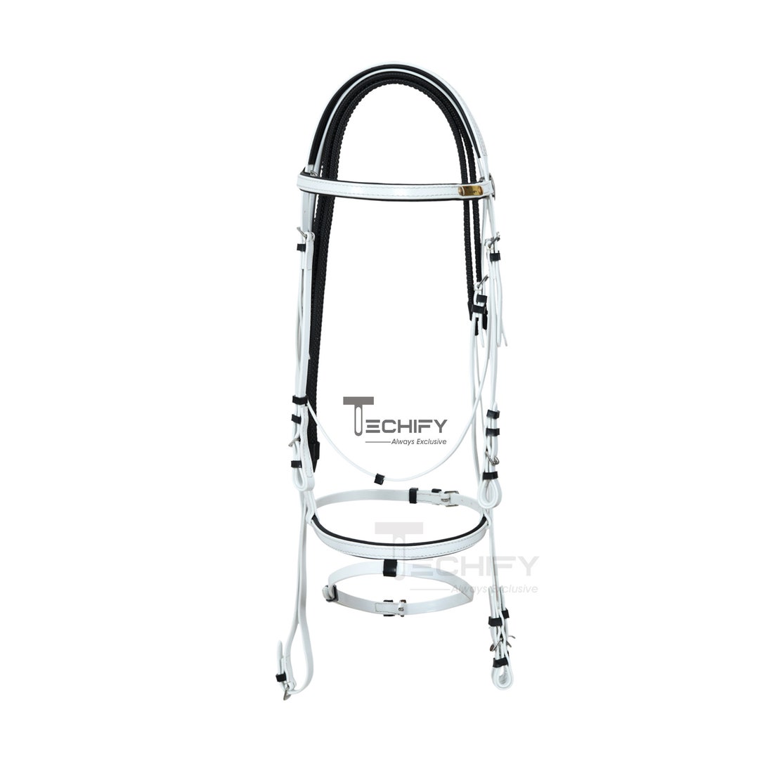 White Horse Bridle PVC Material for All-weather Riding, White Bridle W ...