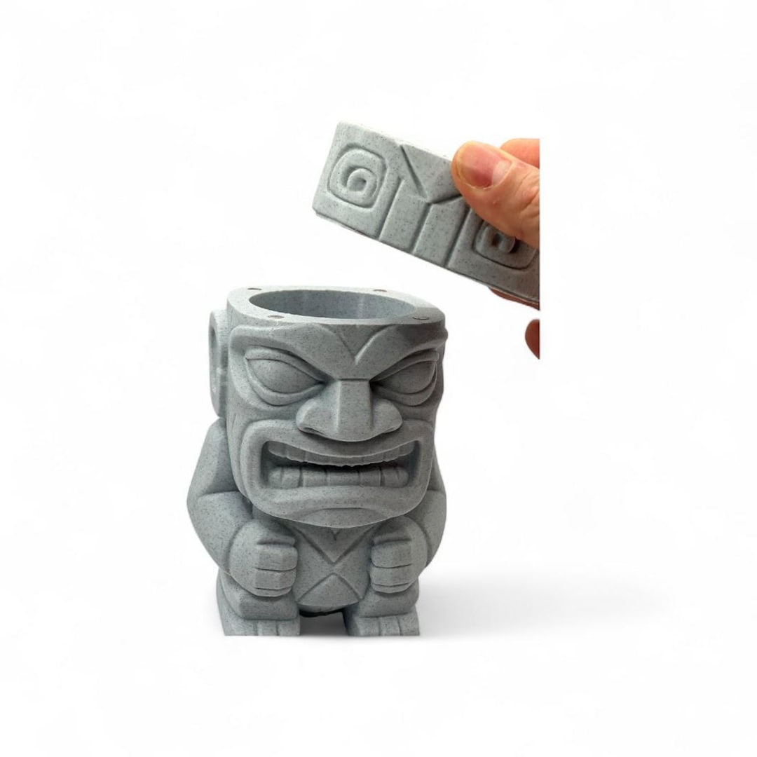 7" Tall Stone-like PLA Tiki With Removable Hat and Magnetic Closure - Etsy