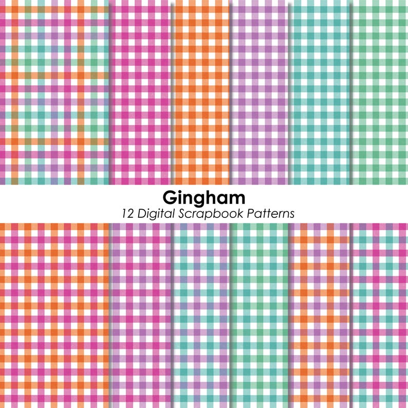 Gingham Digital Paper, Digital Scrapbook Paper, Printable Journal Paper ...