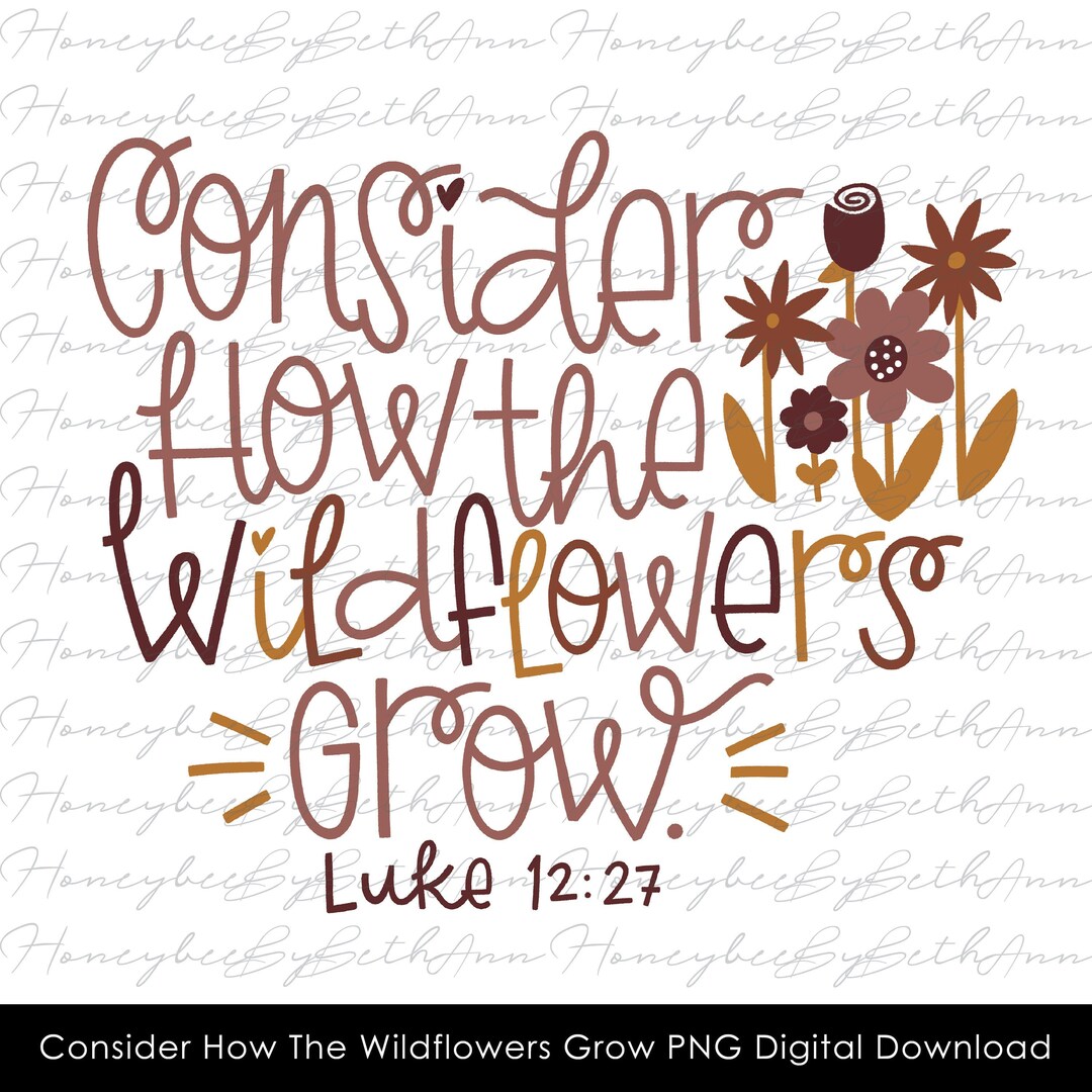 Consider How the Wildflowers Grow Png, Luke 12:27 Png, Cute Bible Verse ...