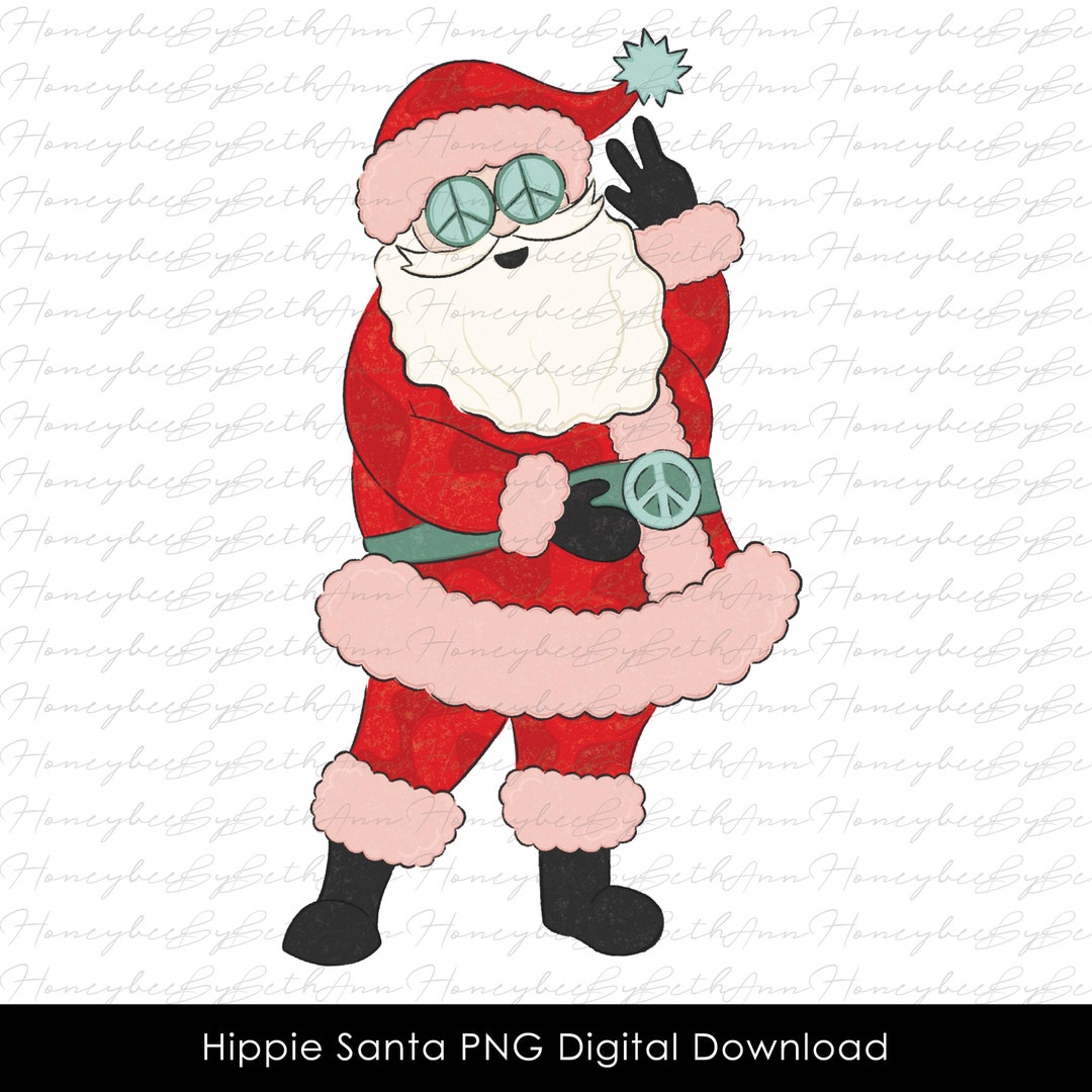 Hippie Santa Png, Retro Santa Png, Retro Christmas Png, Christmas Png ...