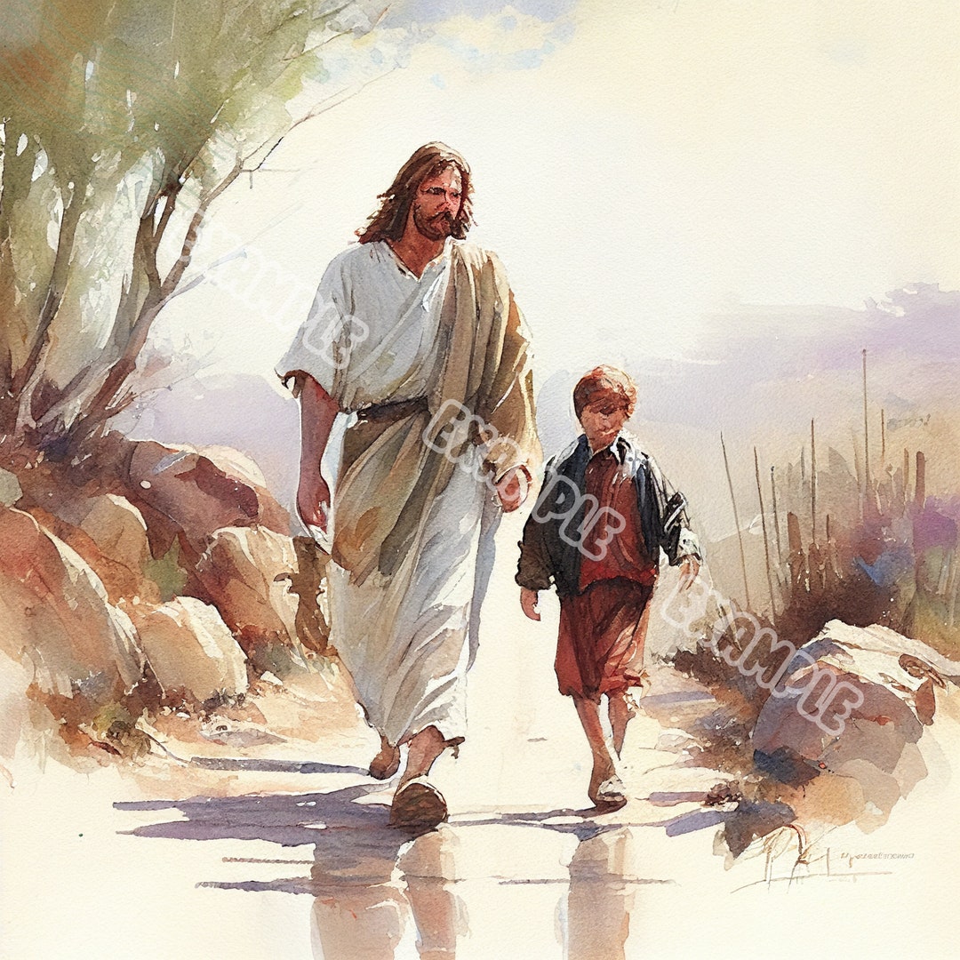 Watercolor Painting of Jesus Christ and Red-haired Boy, LDS Baptism Art ...