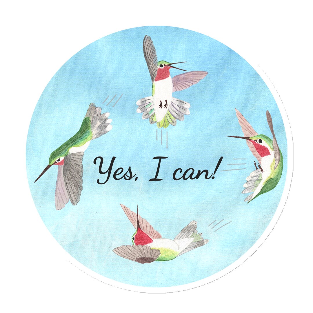 Yes I Can Inspirational Hummingbird Magnet, Positive Affirmation Magnet ...