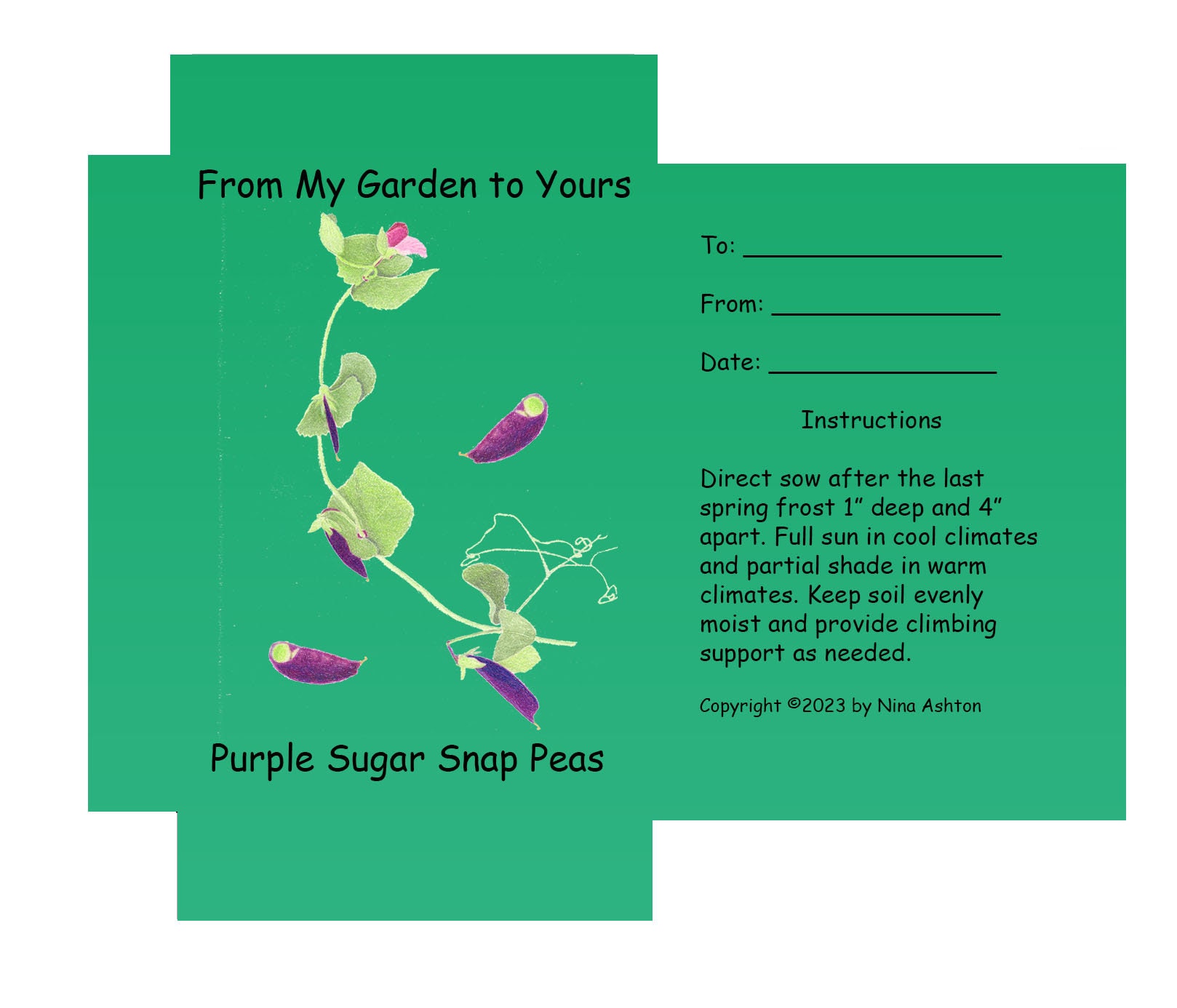 Printable Purple Sugar Snap Pea Seed Packet Template, Seed Envelope ...