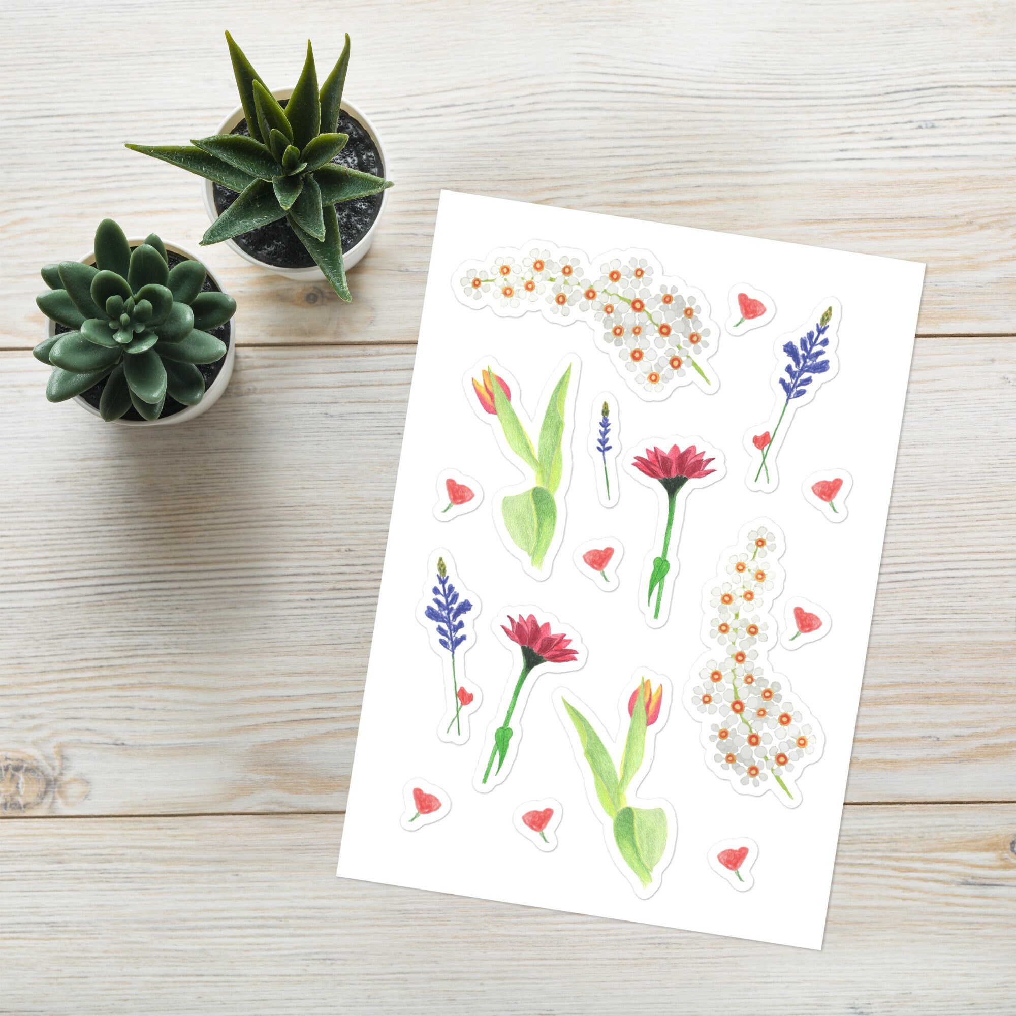 Multi Flower Sticker Sheet - Etsy