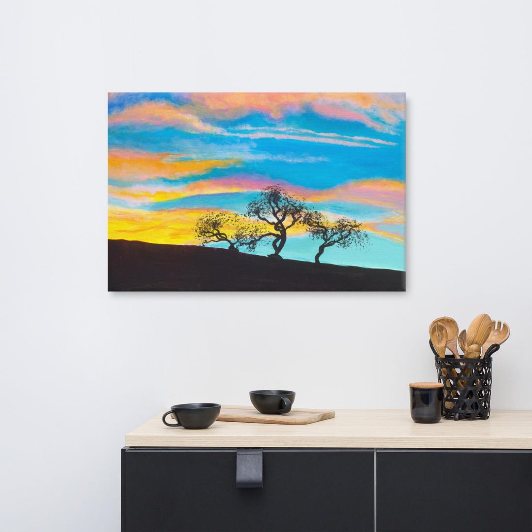Sunset Samba - Trees Swaying in the Sunset 1.25" Canvas Print - Etsy