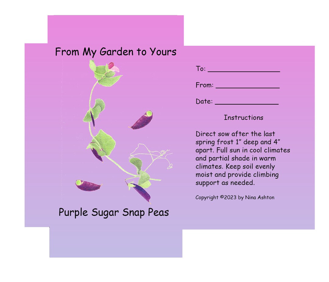 Printable Purple Sugar Snap Pea Seed Packet Template, Seed Envelope ...