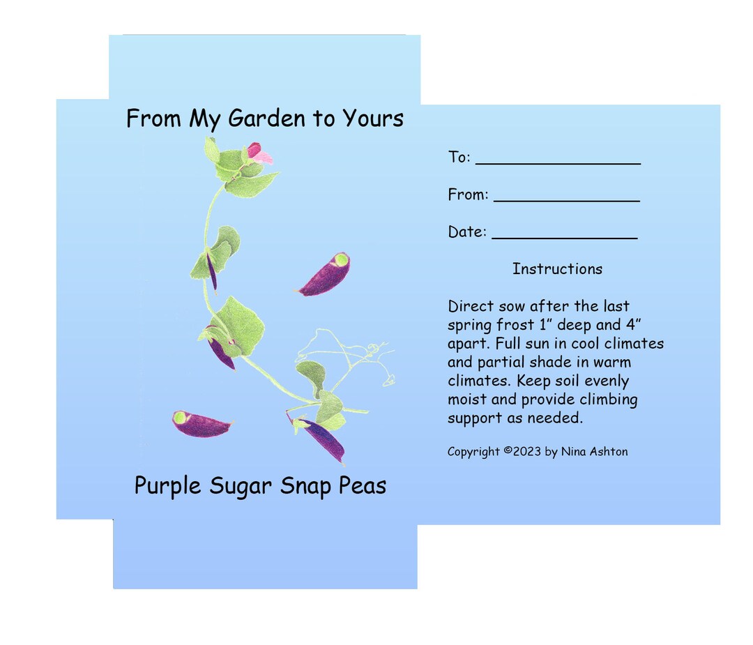 Printable Purple Sugar Snap Pea Seed Packet Template, Seed Envelope ...