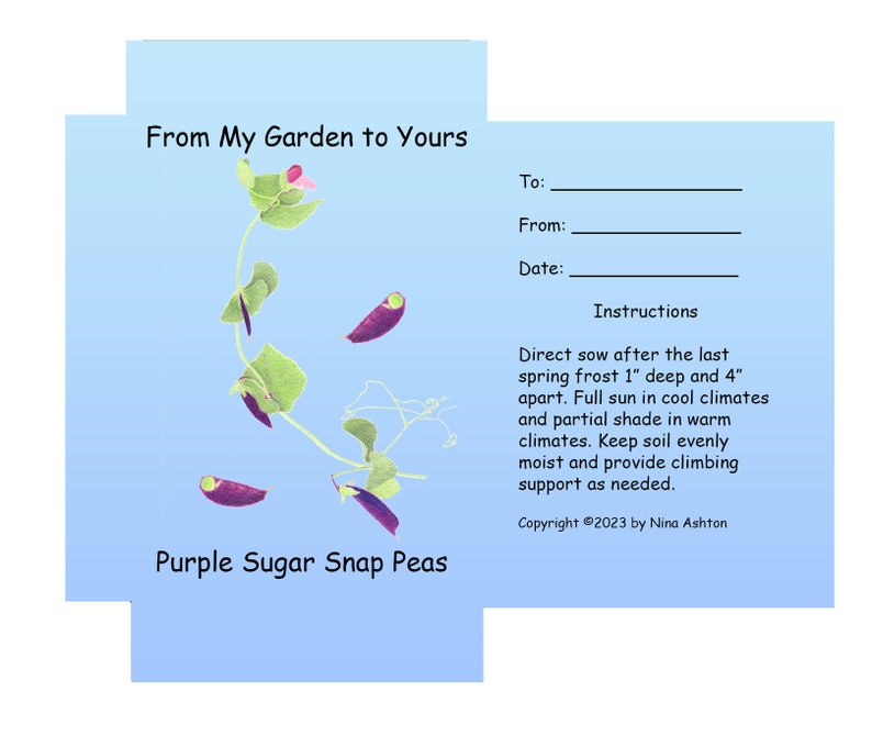 Printable Purple Sugar Snap Pea Seed Packet Template, Seed Envelope ...