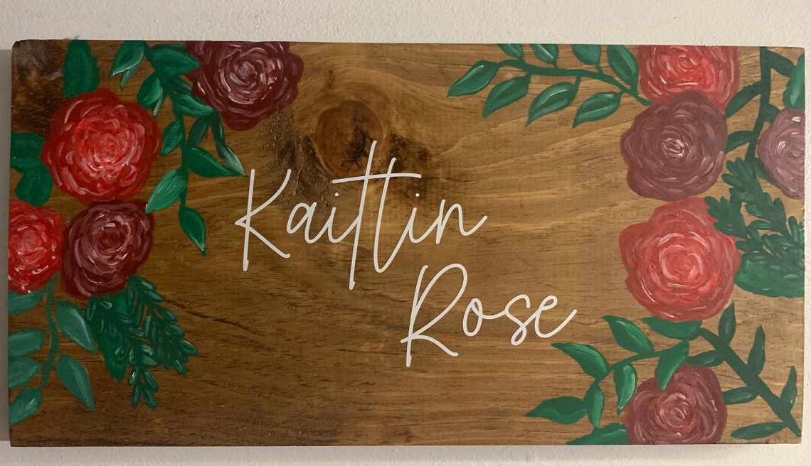 Hand Painted Floral Wood Sign-customizable - Etsy