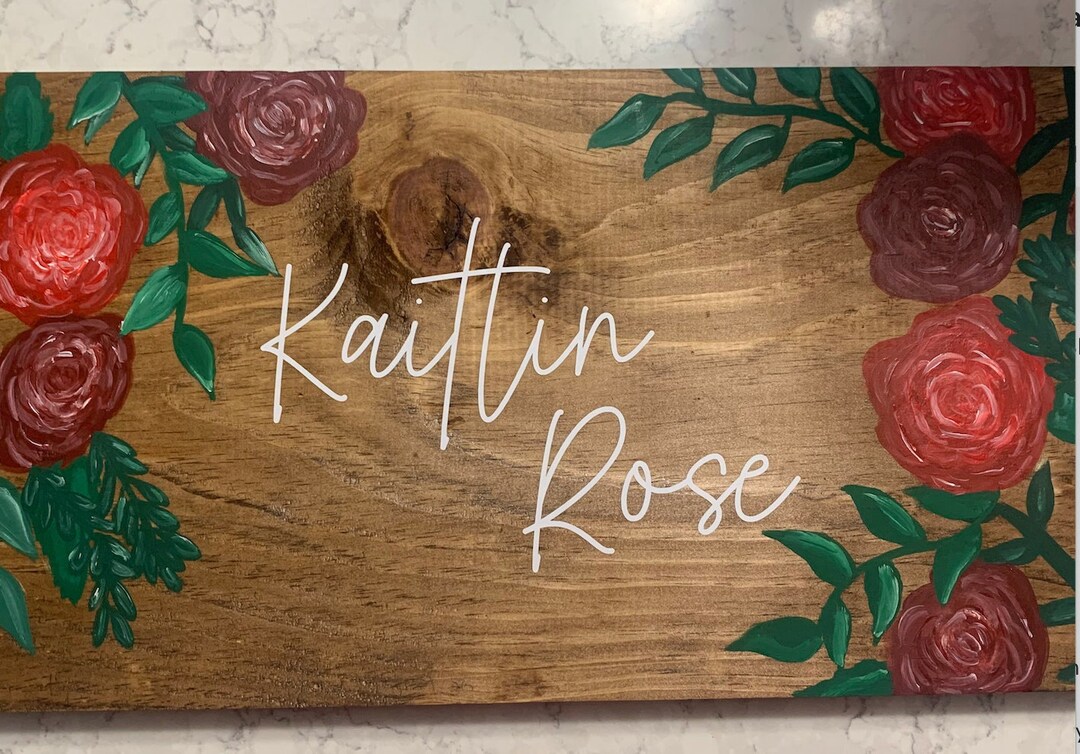 Hand Painted Floral Wood Sign-customizable - Etsy