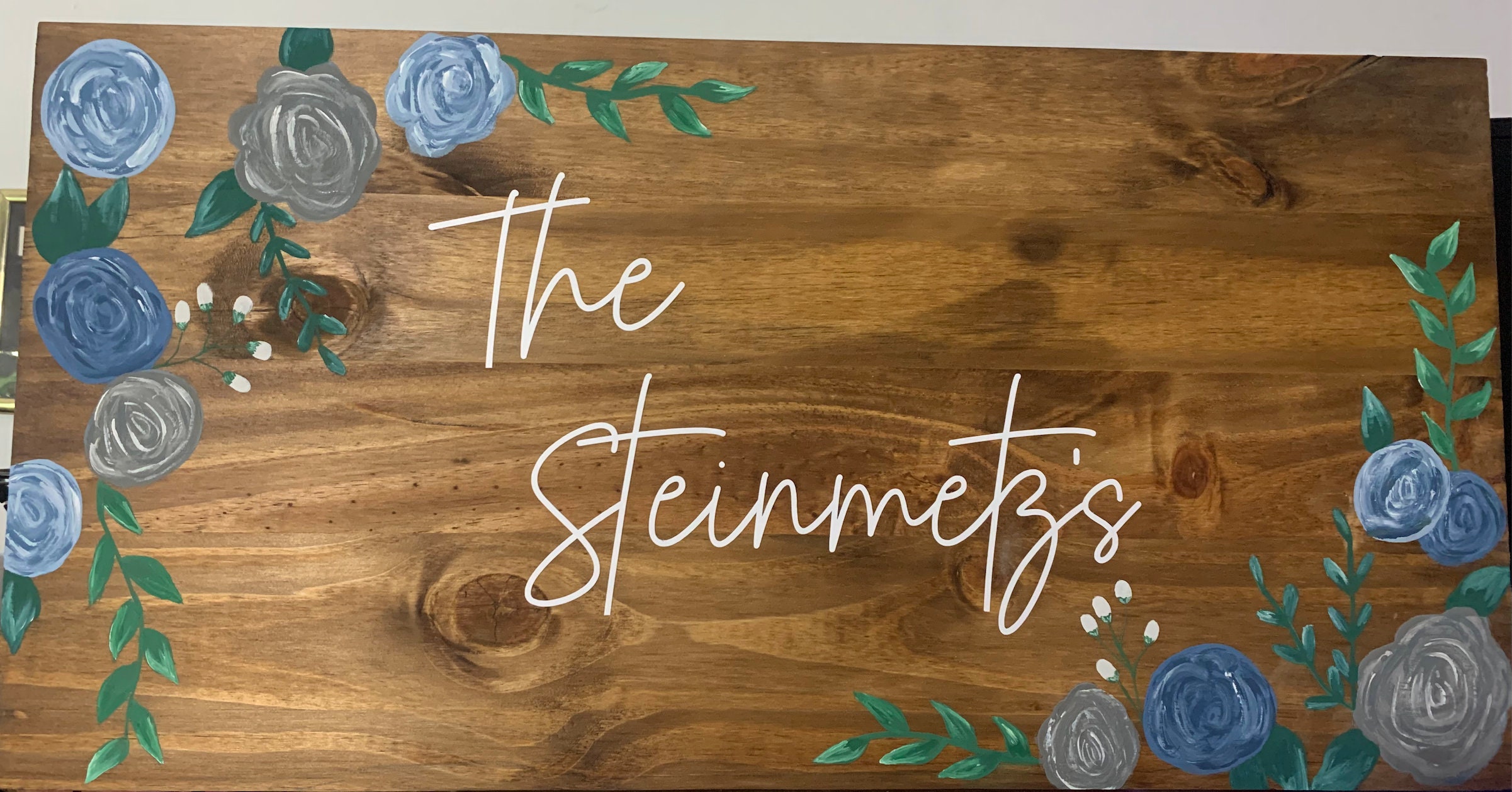 Hand Painted Floral Wood Sign-customizable - Etsy
