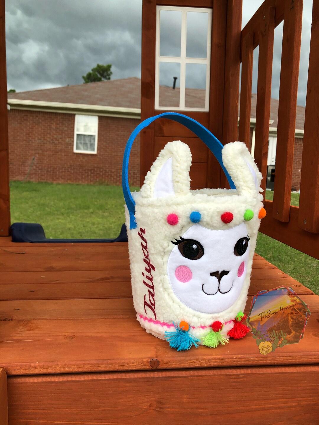 Llama Easter Basket, Personalized Easter Basket, Plush Basket, Easter ...