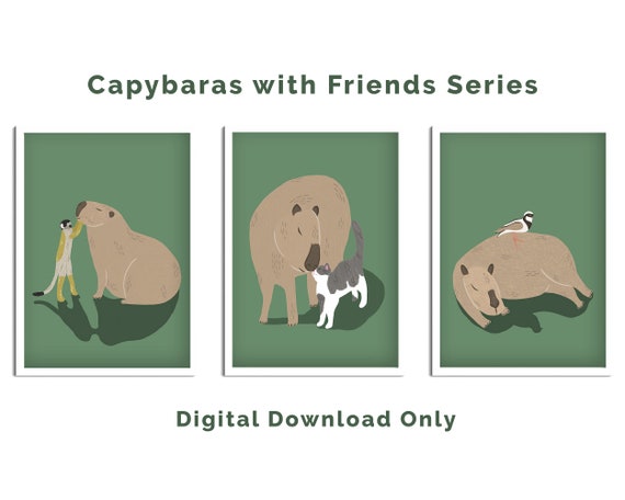 Capybara With Friends Series Set of 3 Digital Download Art - Etsy