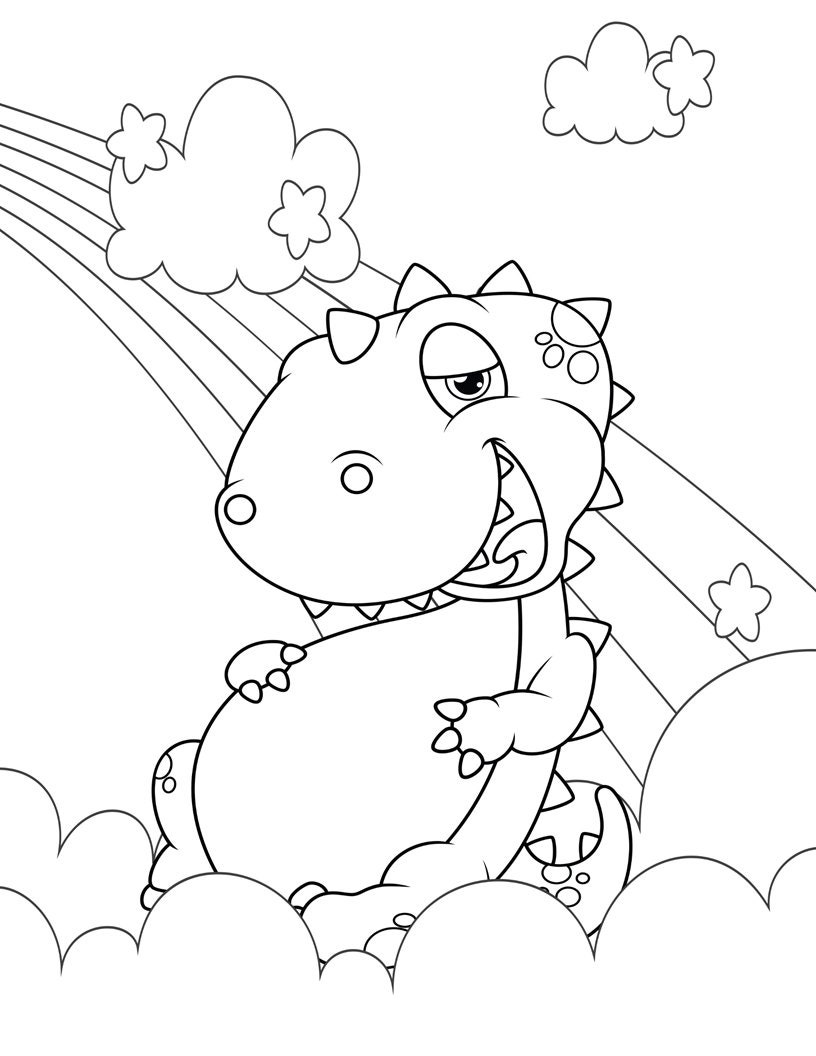 Printable 100 Cute Dinosaur Coloring Pages Instant Download Print at ...