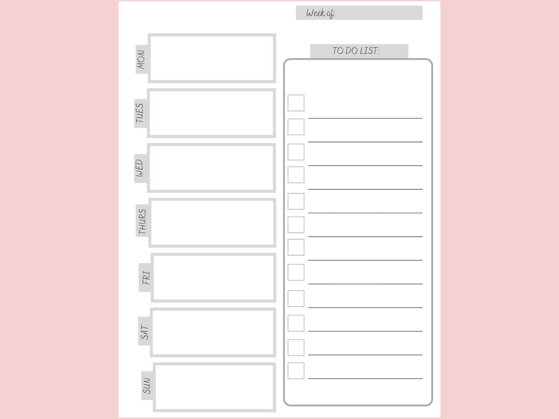 Daily Planner Weekly Planner Weekly Printable Daily - Etsy