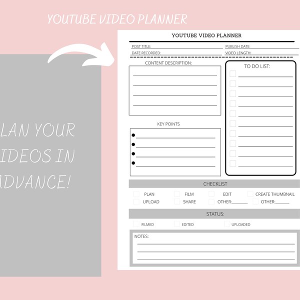 Youtube Video Checklist - Etsy