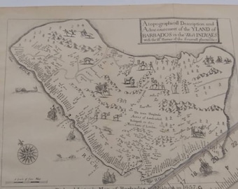 Barbados Map Antique - Etsy